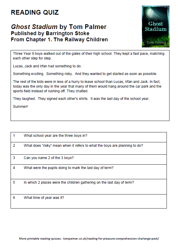 Reading for Pleasure Quizzes | Tom Palmer