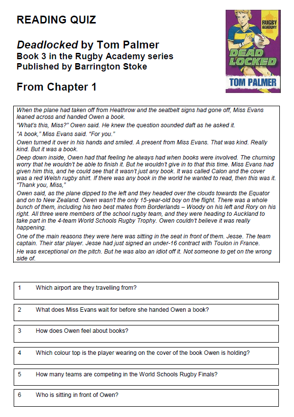 Reading for Pleasure Quizzes | Tom Palmer