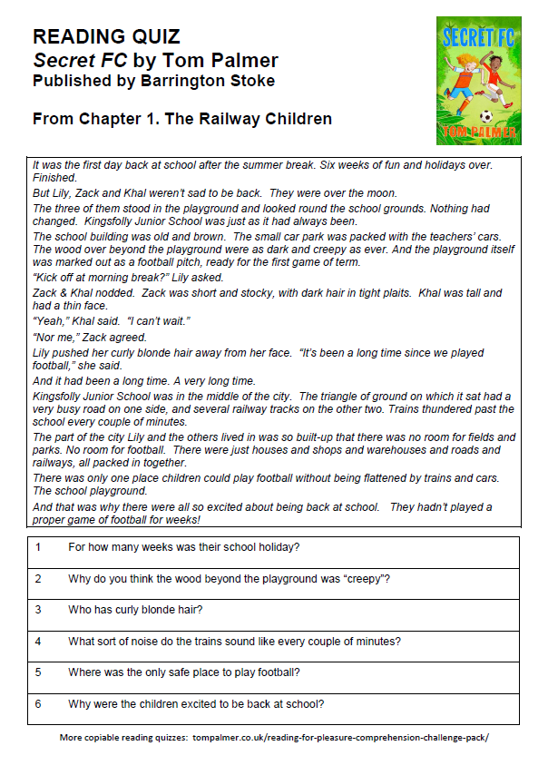 Reading for Pleasure Quizzes | Tom Palmer