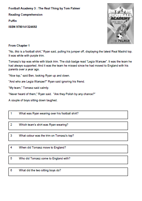 Reading for Pleasure Quizzes | Tom Palmer
